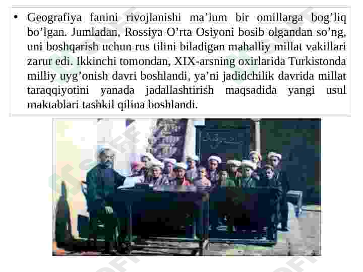 Turkiston jadidchiligi davrida geografiya fani va ta’limi