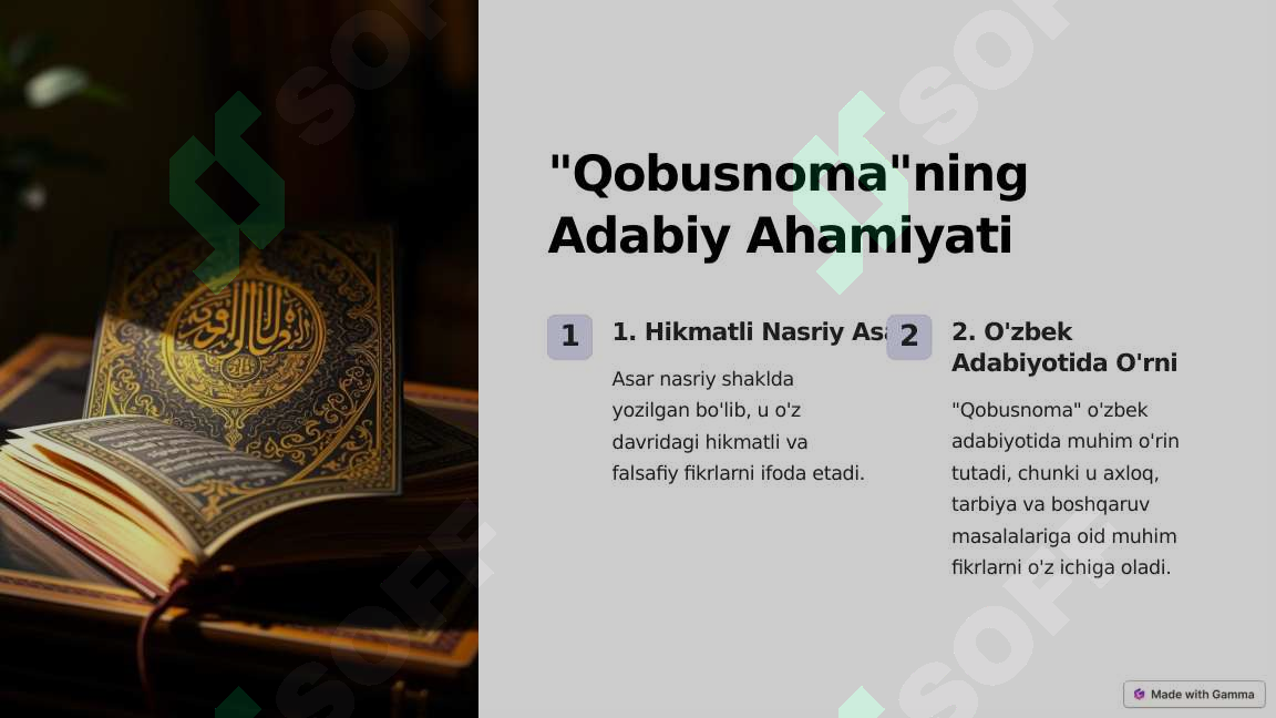 Qobusnoma: Barkamol Inson Tarbiyasi