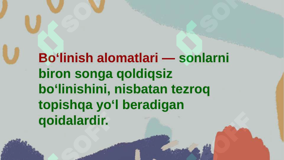 Mavzu: Bo'linish alomatlari