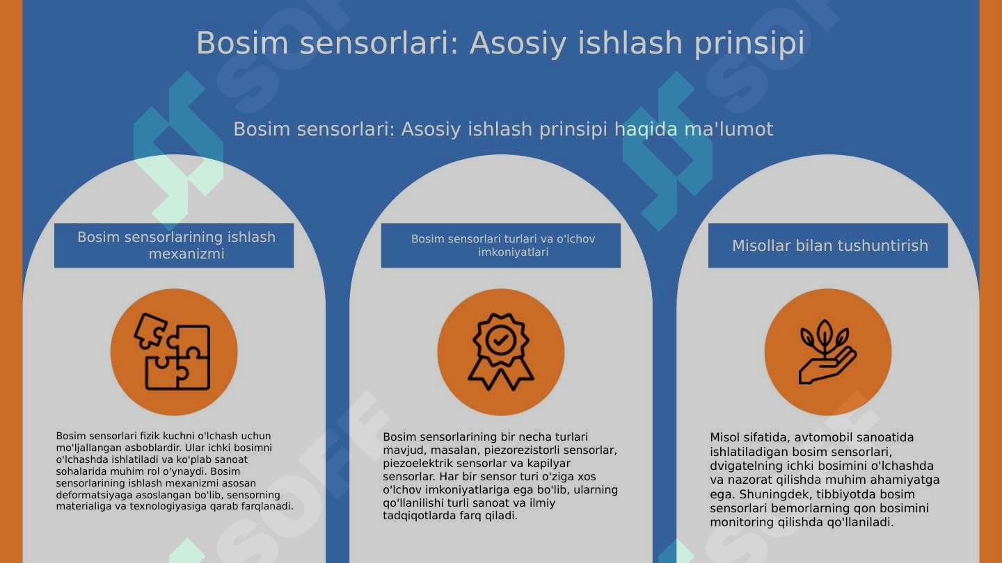 Sensorlar. Harakat va bosim sensorlari Namlik, Harorat va yorug'lik ...