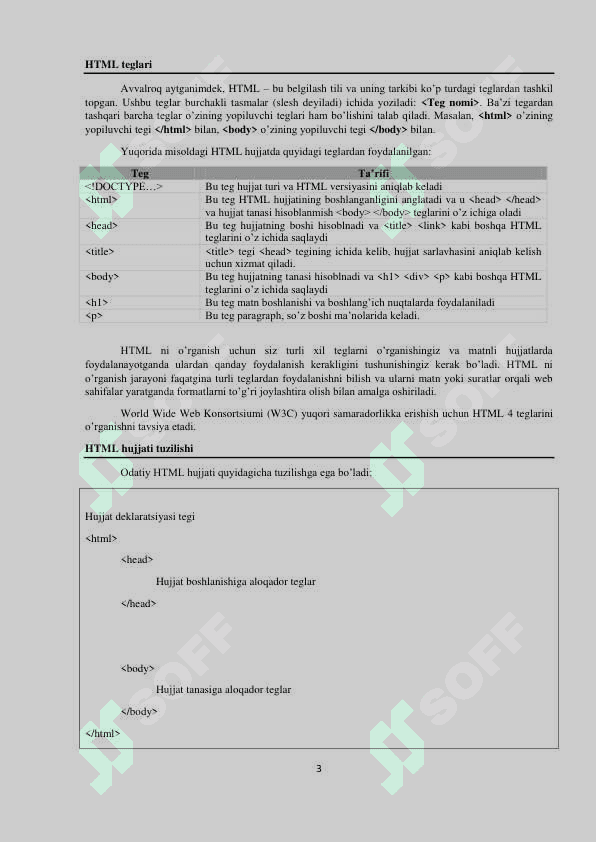 HTML qo'llanma pdf kitob 140 bet