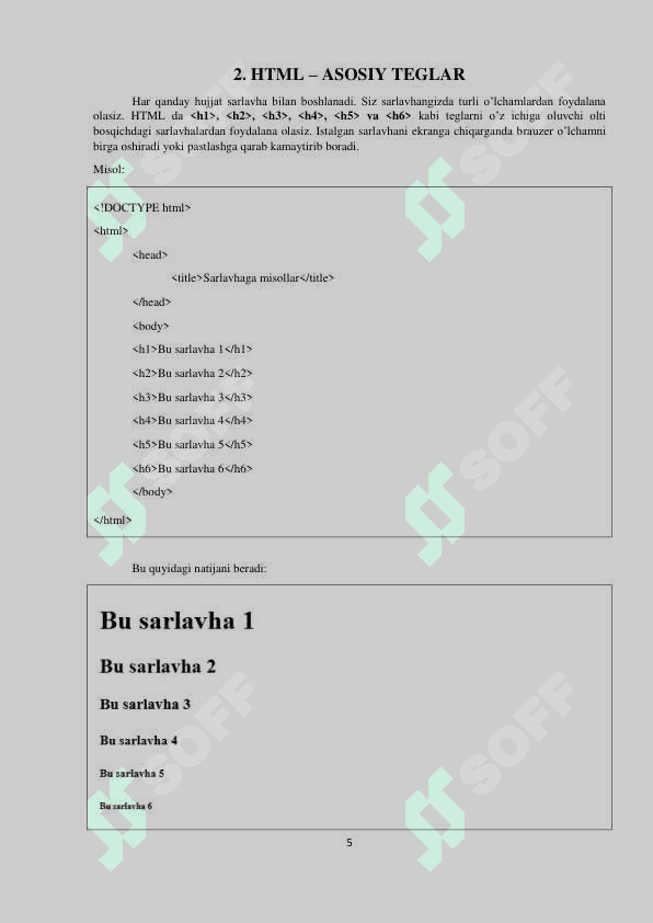 HTML qo'llanma pdf kitob 140 bet