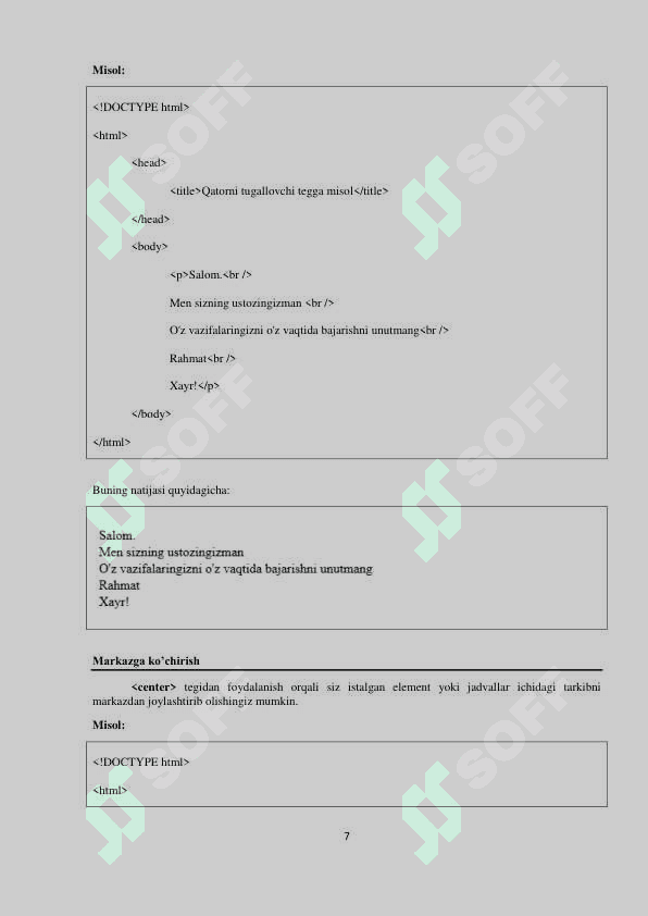 HTML qo'llanma pdf kitob 140 bet