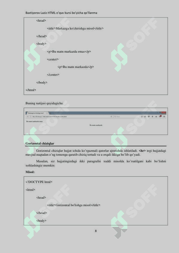 HTML qo'llanma pdf kitob 140 bet