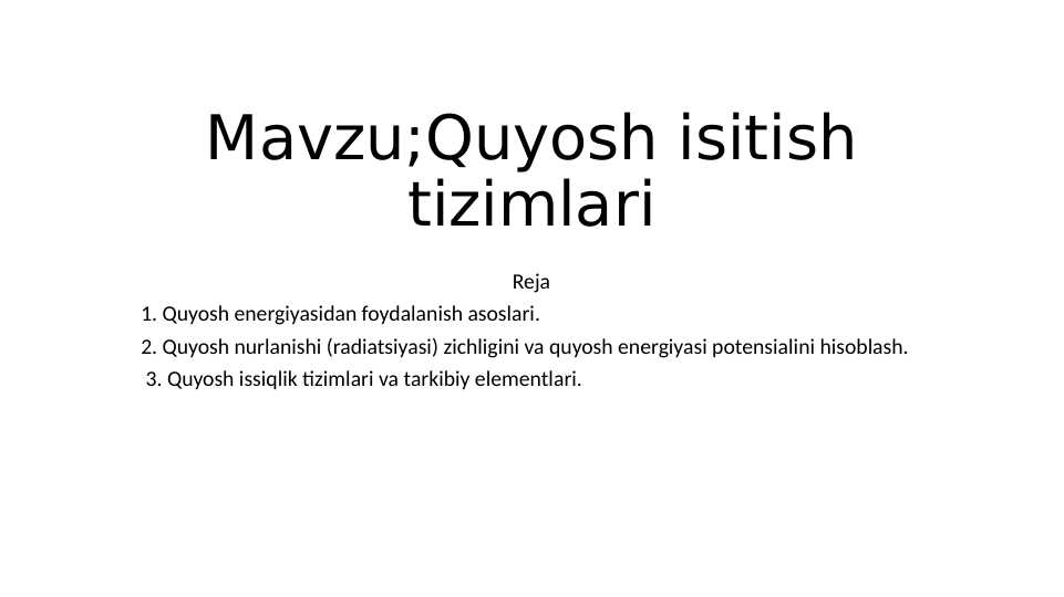 Quyosh isitish tizimlari