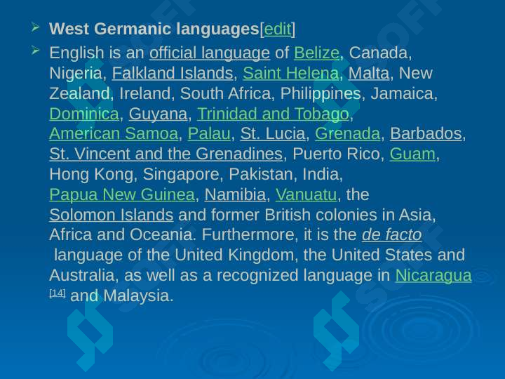 Specific features of Western Germanic languages