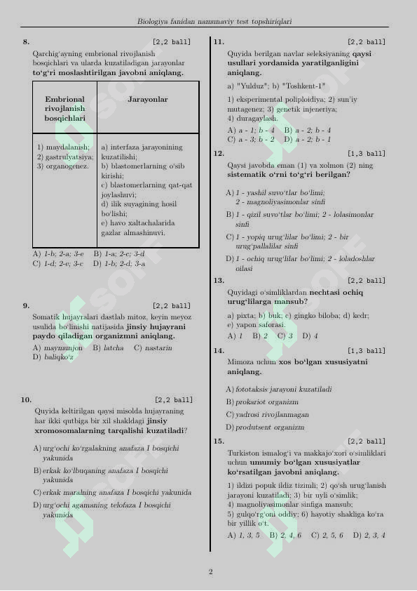 Biologiya test