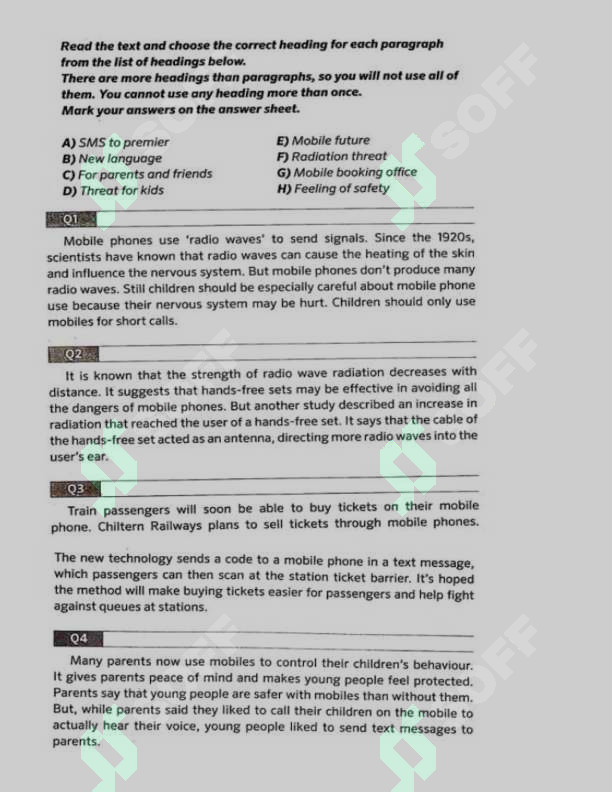 Multilevel reading full mock test