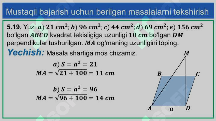 Fazoda perpendikular, og‘ma va masofa