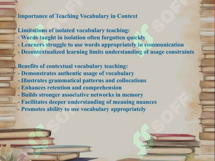 TEACHING VOCABULARY IN CONTEXT (Teaching Lexical Items, Lexical Chunks ...