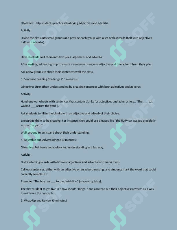 "Descriptive Words Adventure: Adjectives and Adverbs" lesson plan