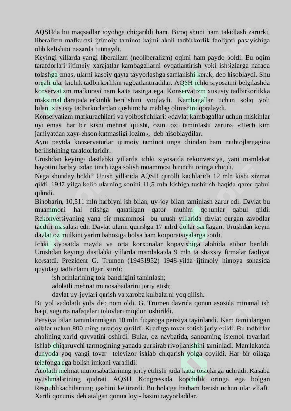 AQSh 20 asr ikkinchi yarmi 21 asrni boshlarida
