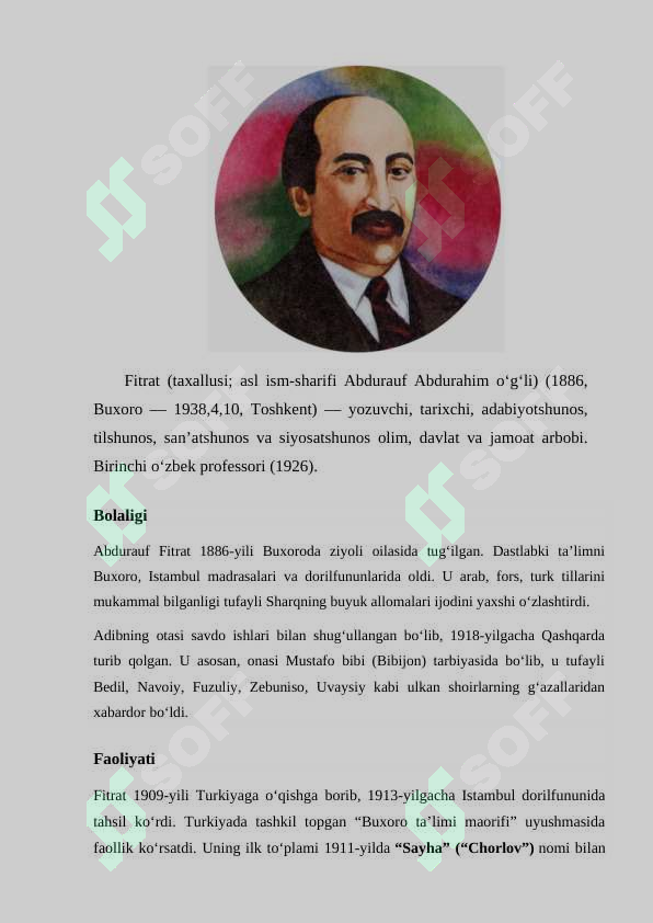 Abdurauf Fitratning “Muhtasar Islom tarixi”