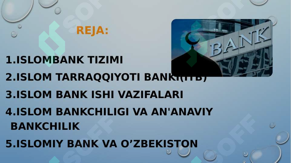 Islom bank tizimi va uning tartibi