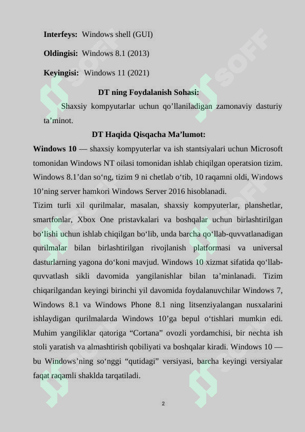 sistemaviy dasturiy taminot.