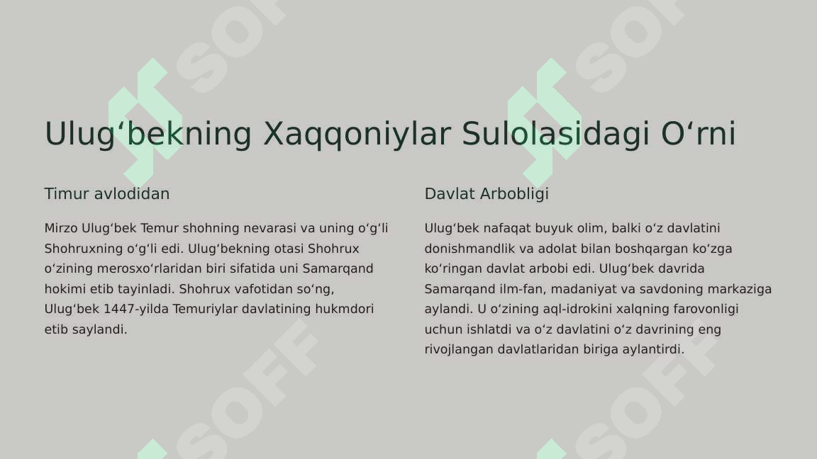 Mirzo Ulugʻbek: Buyuk Davlat Arboblari va Olim.