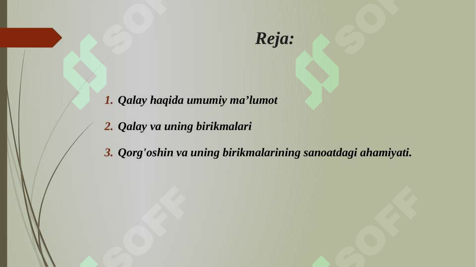 Qalay qorg’oshin va uning birikmalari