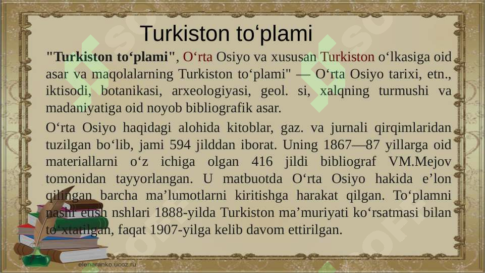 TURKISTON TO’PLAMI” HAQIDA ILMIY FOTO MA’L