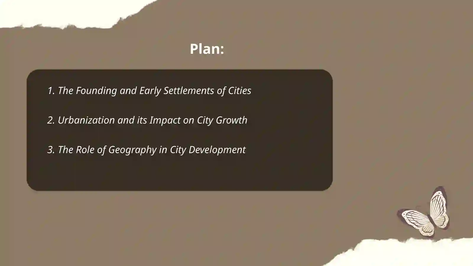 Changing cities. The history of a city