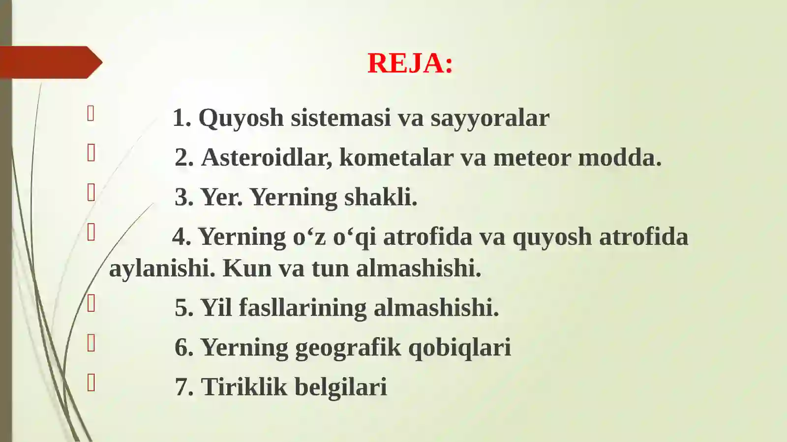 QUYOSH SISTEMASI. QUYOSH SISTEMASI VA YER,YERNING GEOGRAFIK QOBIQLARI ...