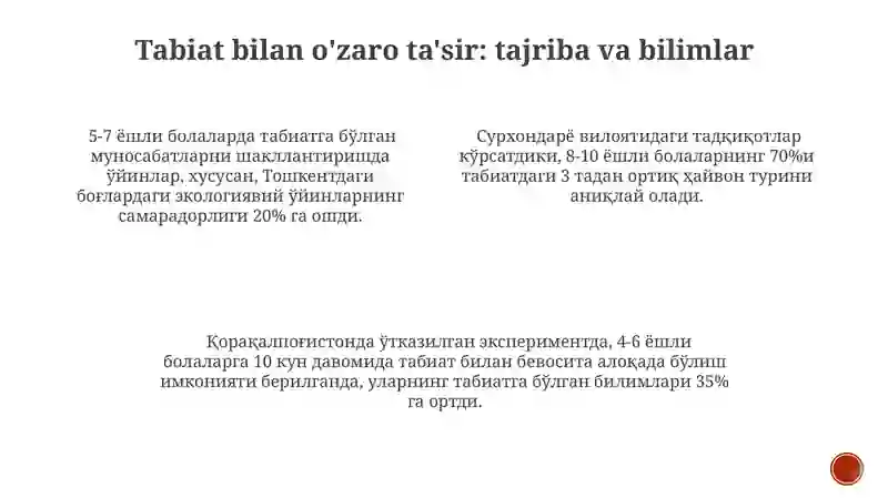 Bolalarda tabiyat tushunchasini shakllantirish